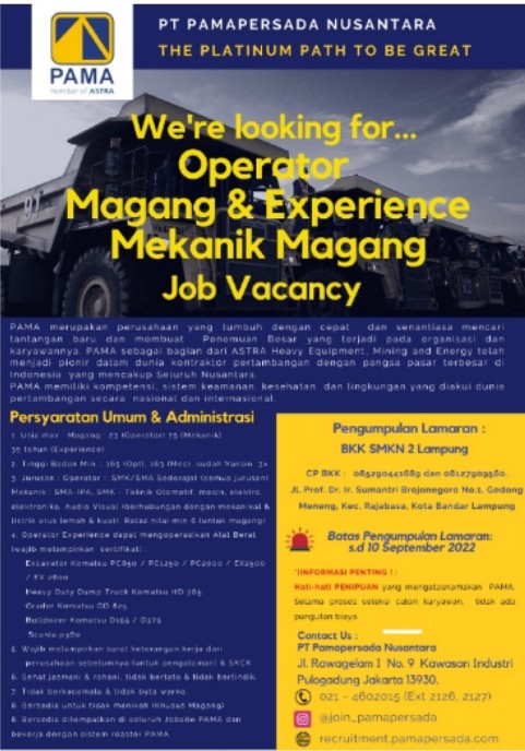 Lowongan Kerja PT. Pama Persada Nusantara